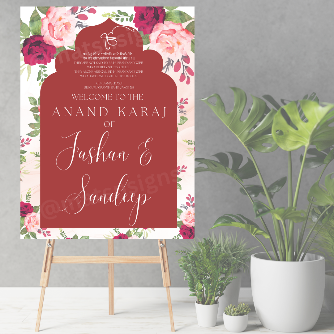 *ANY WORDING* Anand Karaj Sign (Foam Board) Maiyan Jago Wedding Baby ...